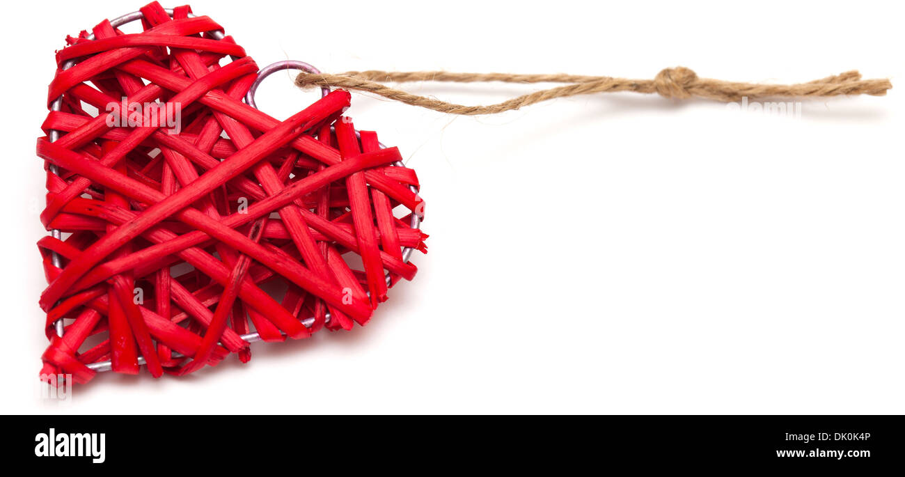 red straw heart isolated on white Stock Photo - Alamy