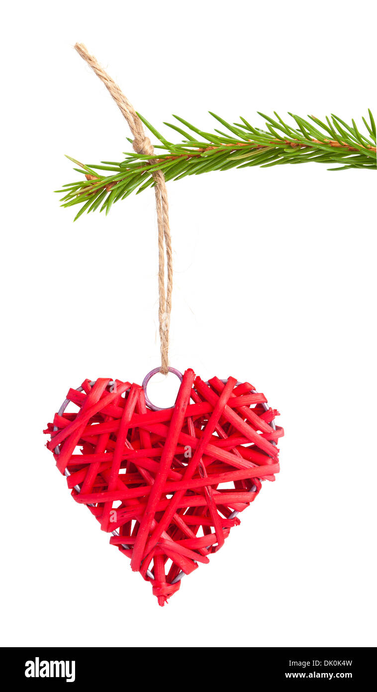 red straw heart isolated on white Stock Photo - Alamy