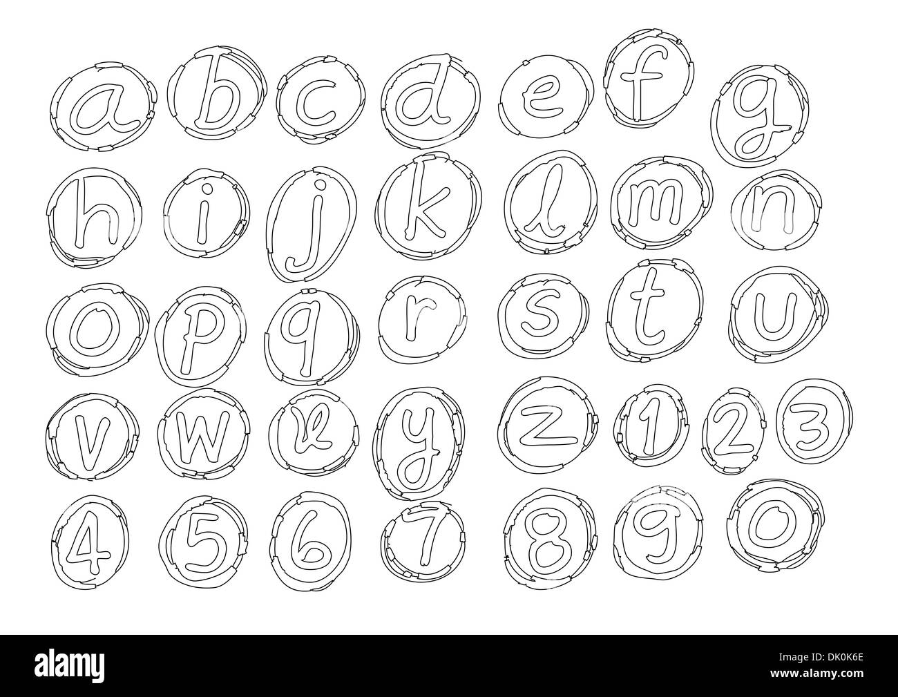 real Hand drawn letters font written with a pen Stock Photo - Alamy