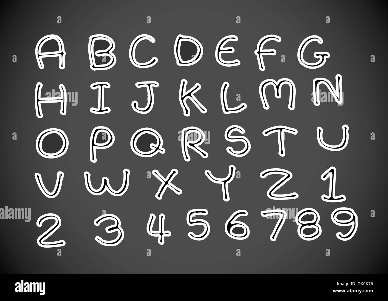 real Hand drawn letters font written with a pen Stock Photo - Alamy