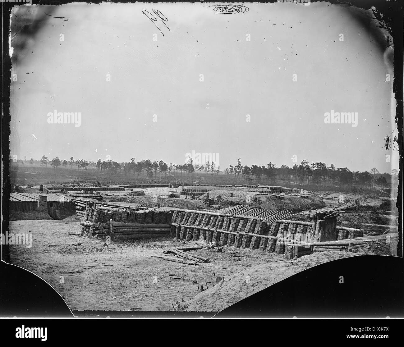 The interior of a fort near Petersburg, Virginia, during the Civil War ...