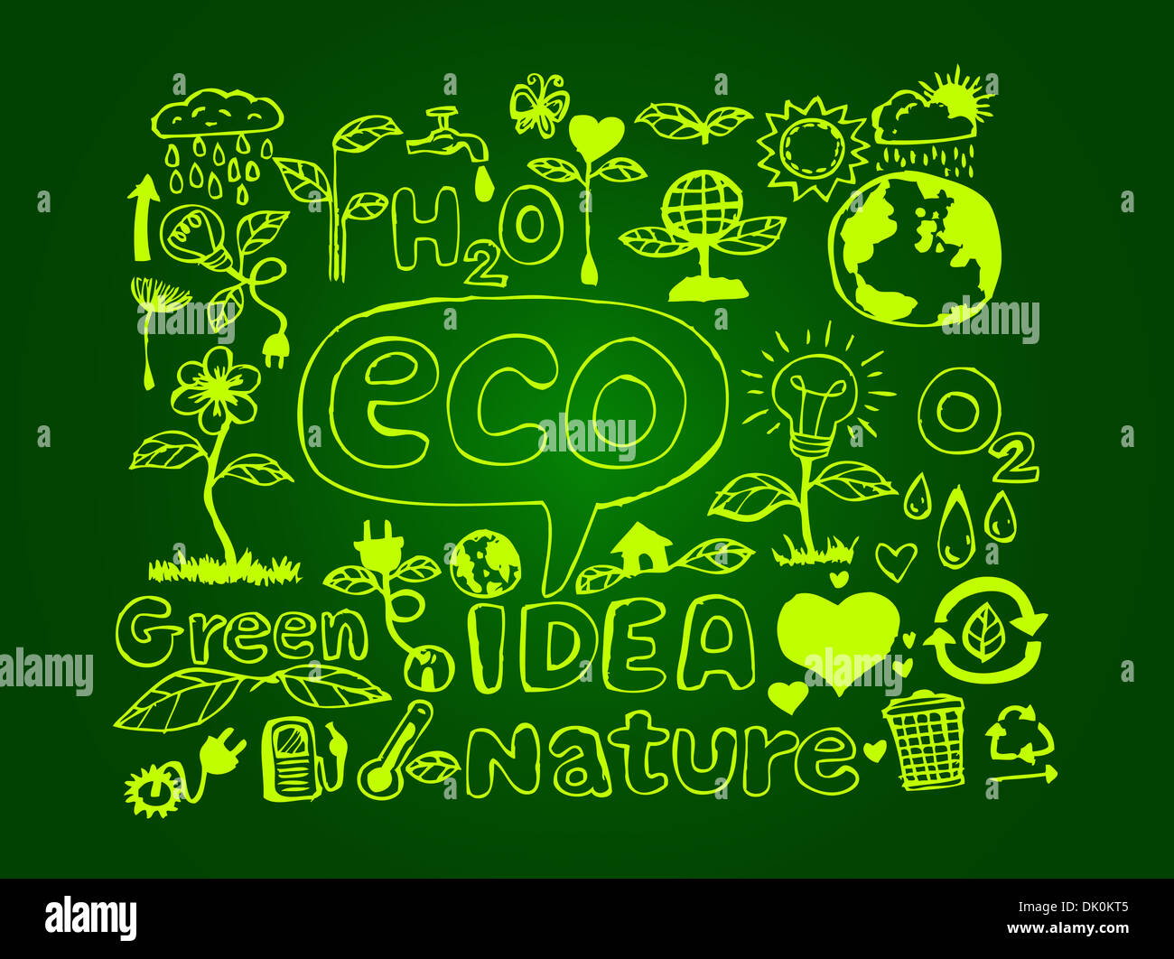 Eco Idea Sketch and Eco friendly Doodles Stock Photo - Alamy