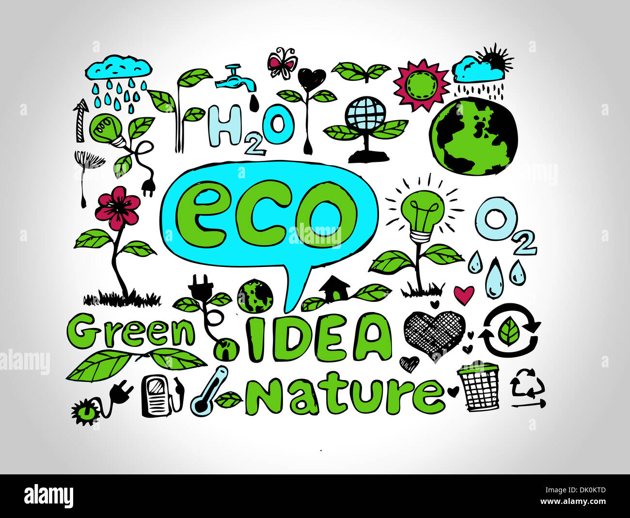 Eco Idea Sketch and Eco friendly Doodles Stock Photo - Alamy
