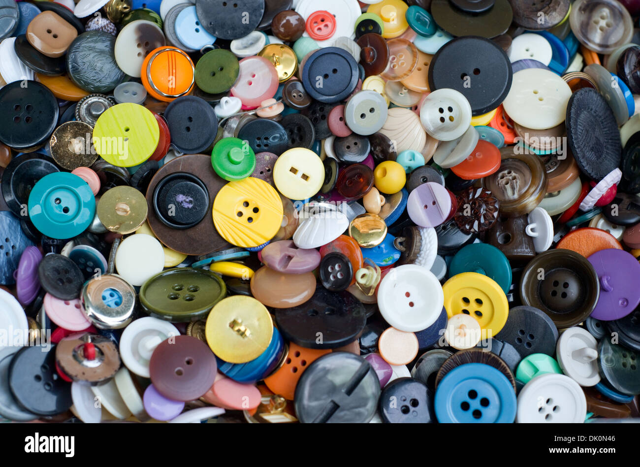 Close-up of a large collection of multi-coloured buttons Stock Photo ...