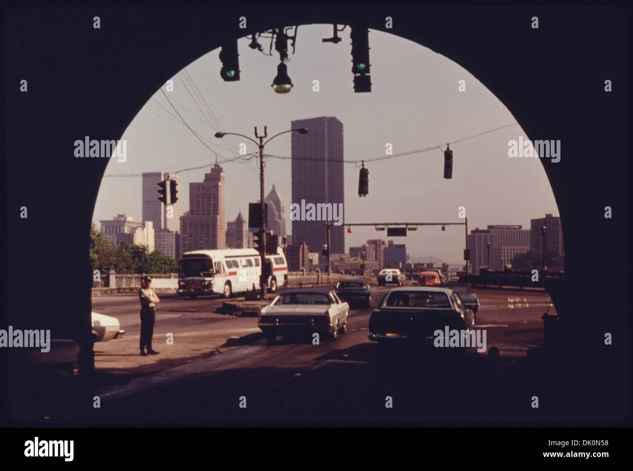 This image captures the Liberty Tunnel, framing the city of Pittsburgh ...