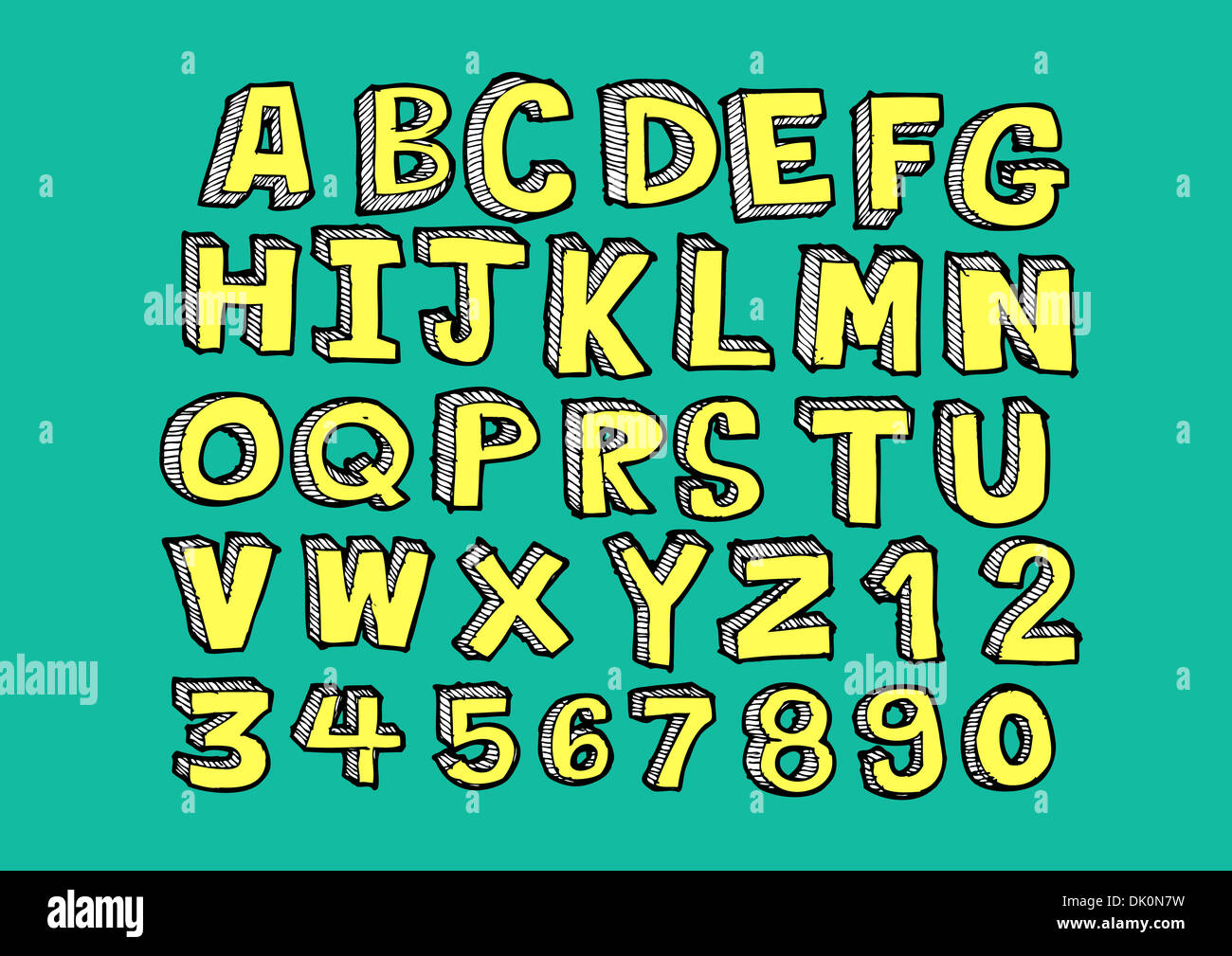 real Hand drawn letters font written with a pen Stock Photo - Alamy