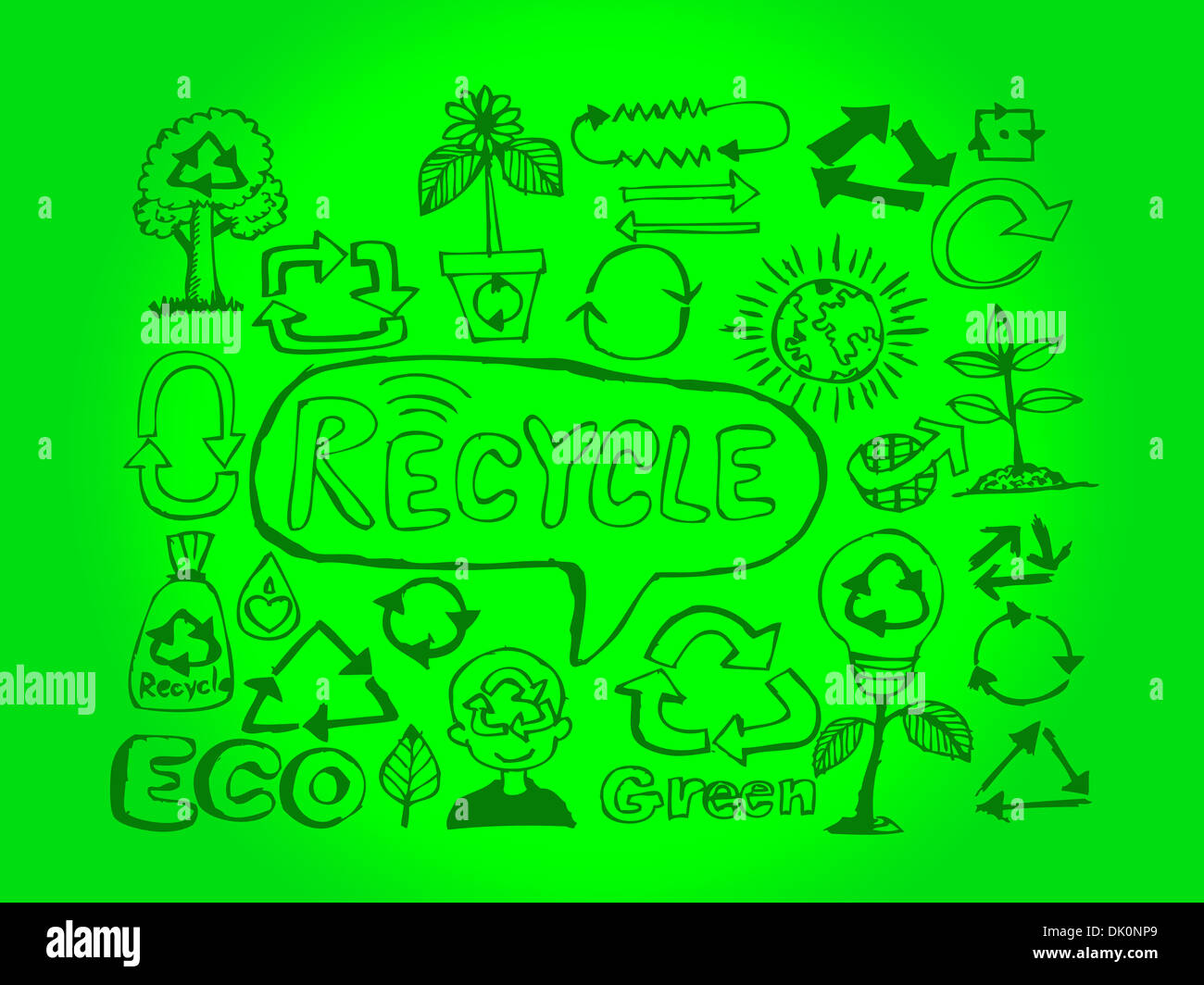 Eco Idea Sketch and Eco friendly Doodles Stock Photo - Alamy