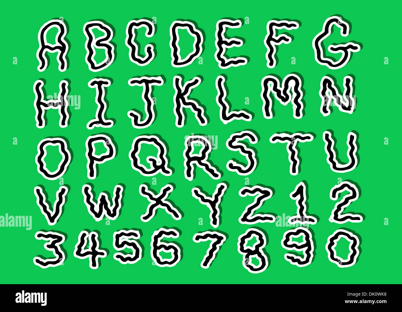 real Hand drawn letters font written with a pen Stock Photo - Alamy