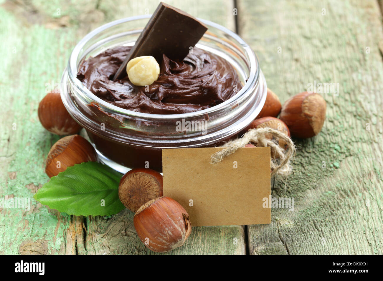 sweet chocolate hazelnut spread with whole nuts Stock Photo - Alamy