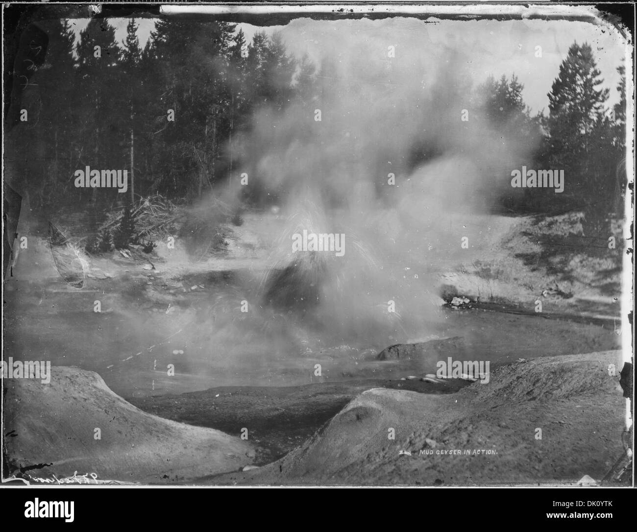Yellowstone geothermal activity Black and White Stock Photos & Images ...