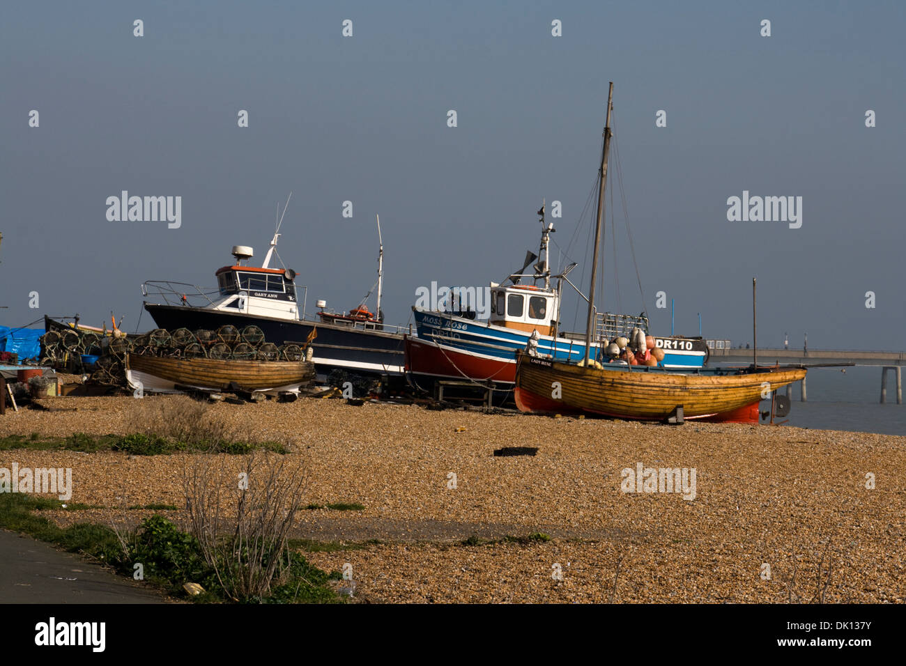 fishing boats on Deal sea front Stock Photo - Alamy