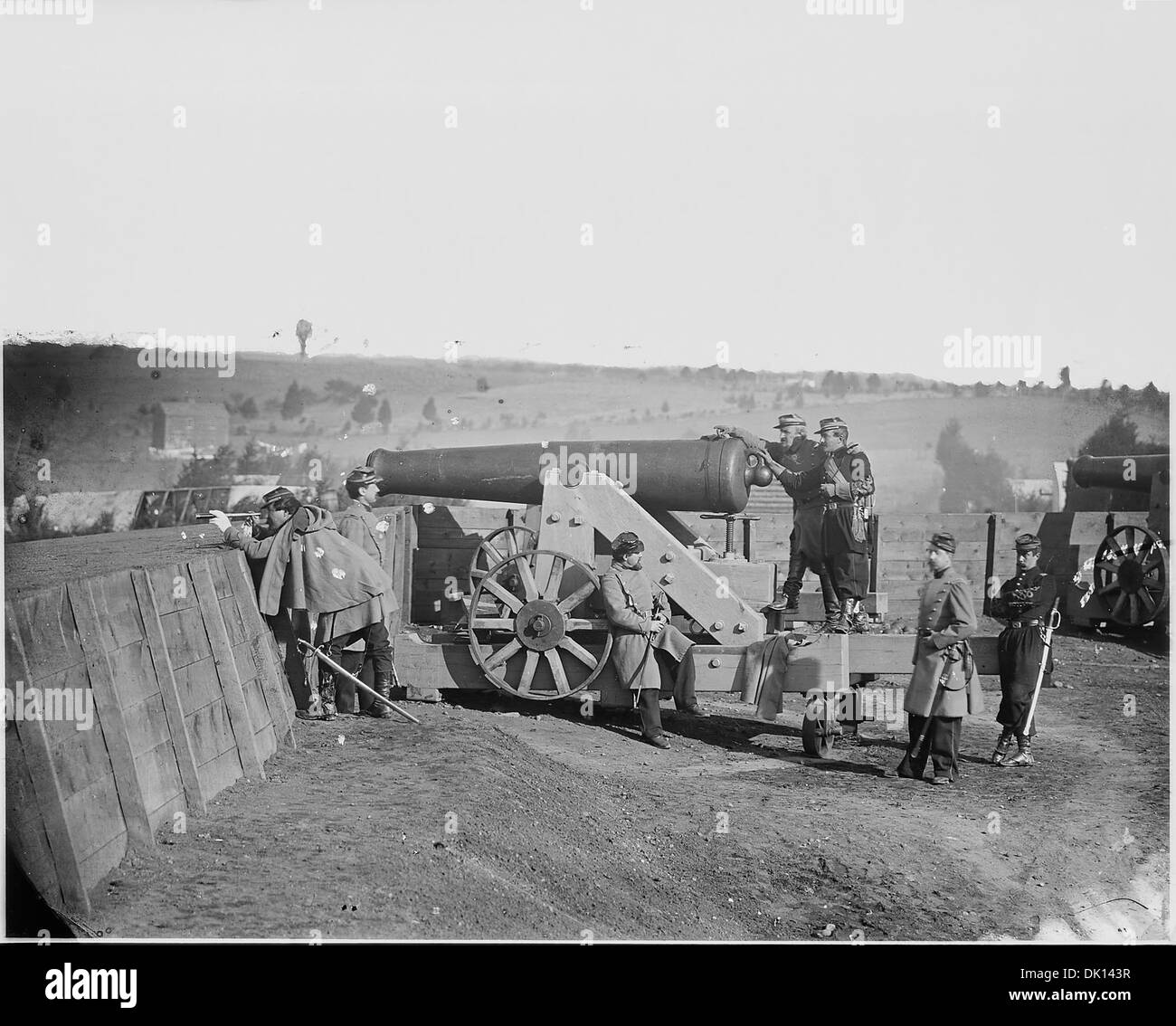 This photograph shows officers of the 55th Infantry at Fort Tennalytown ...