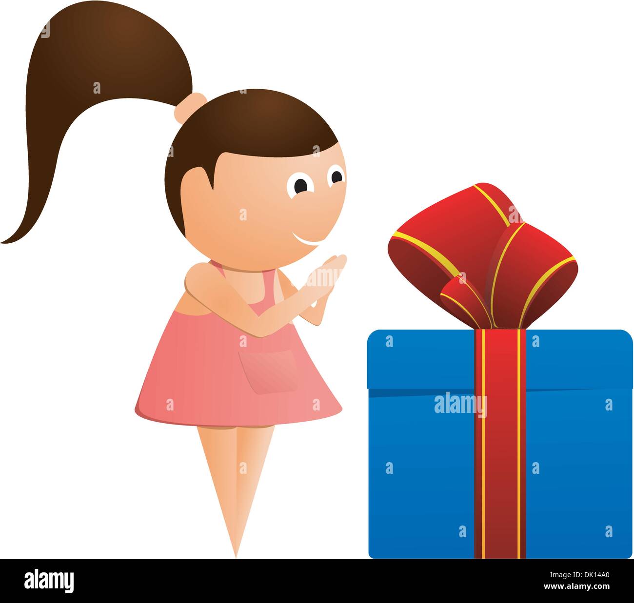 Little girl with a gift. vector Stock Vector Image & Art - Alamy