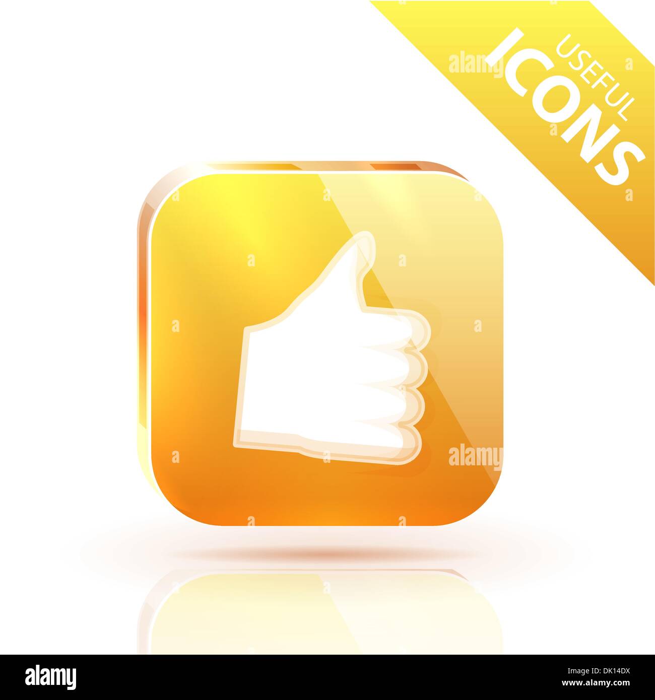 Orange yellow metal glossy button with rating up icon Stock Vector ...