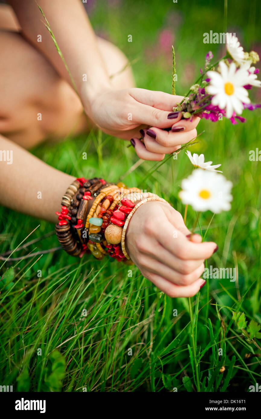Hand picking wildflowers hi-res stock photography and images - Alamy