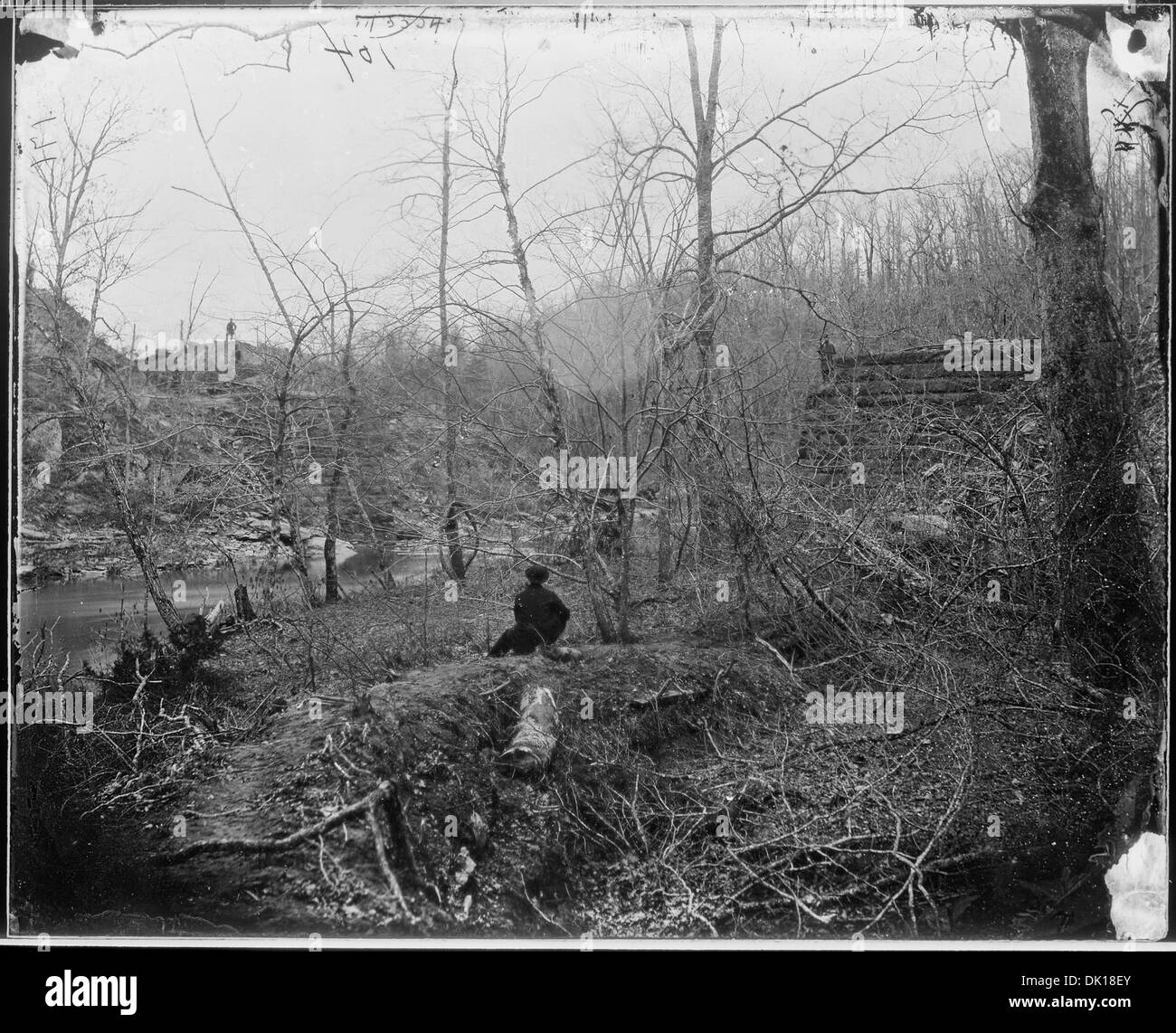 The ruins of a bridge over Bull Run, a site of historical significance ...