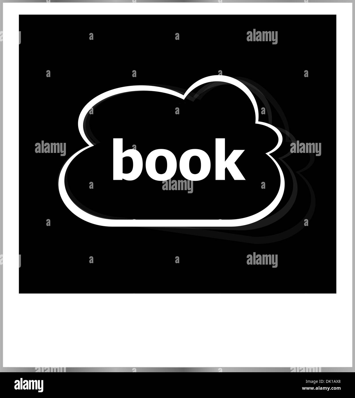 instant photo frame with cloud and learn word, education concept Stock ...