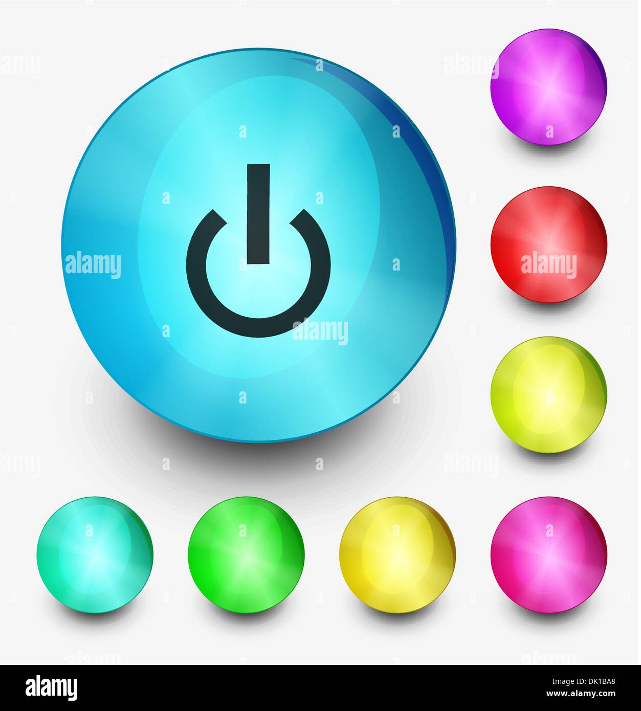 Collection of glossy metallic color power buttons Stock Vector Image ...