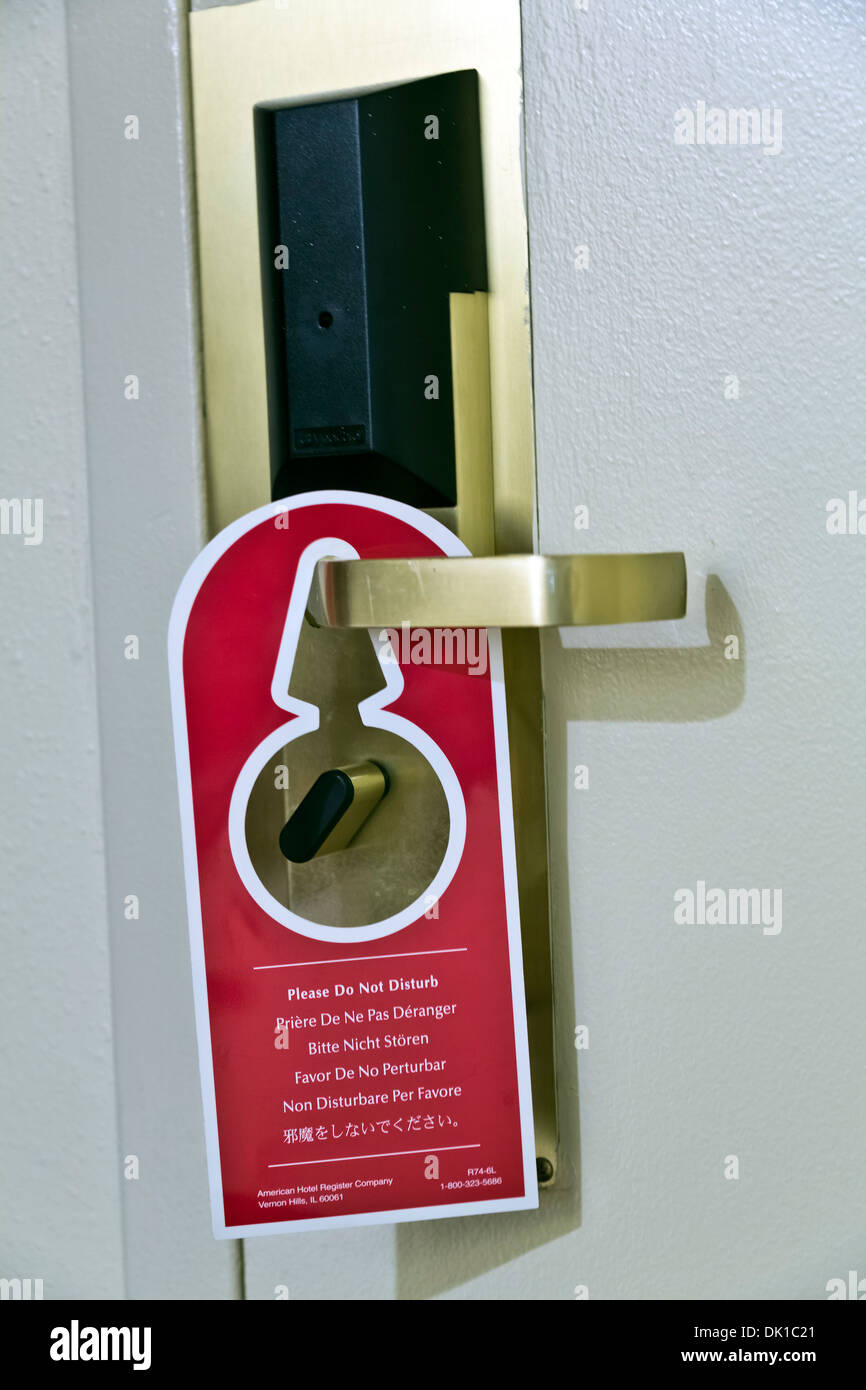 Do Not Disturb sign on a hotel room door handle at Biltmore Hotel ...
