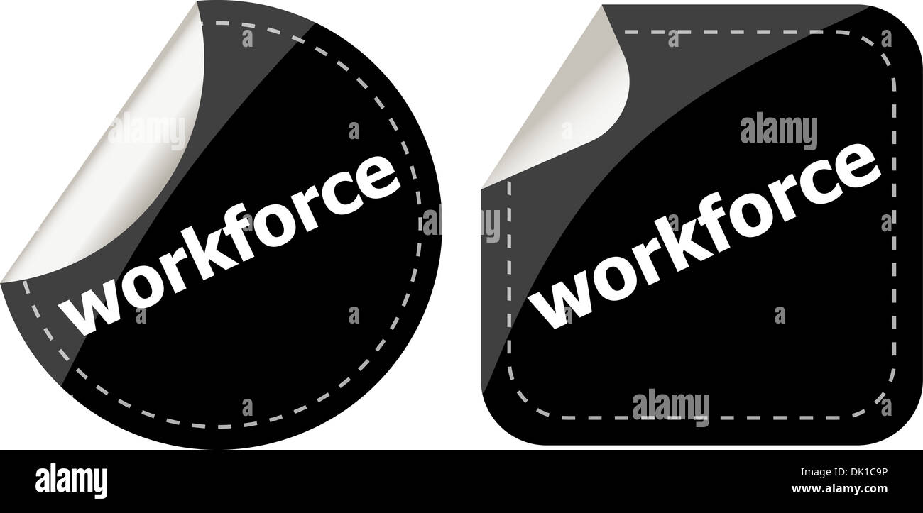 workforce word on black stickers button set, label, business concept ...