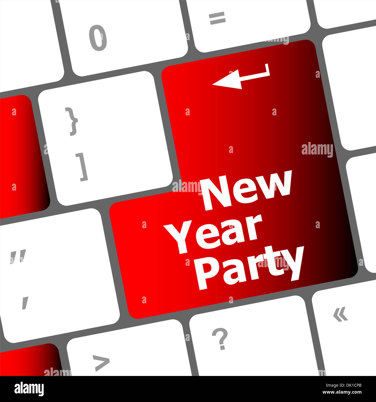 Computer keyboard key with new year party words Stock Photo - Alamy