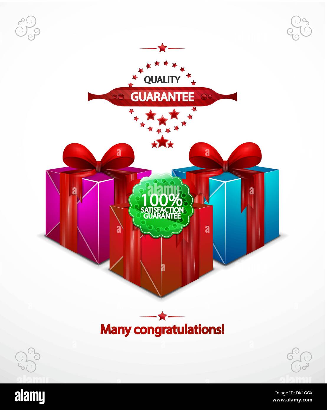 Promo poster with color gift boxes. Vector Stock Vector Image & Art - Alamy