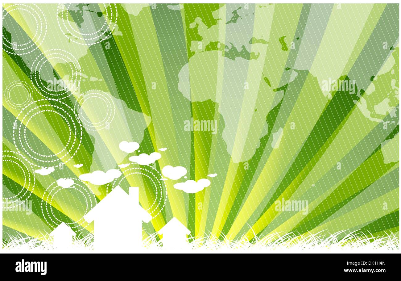 Green vector background with map and natural elements Stock Vector ...