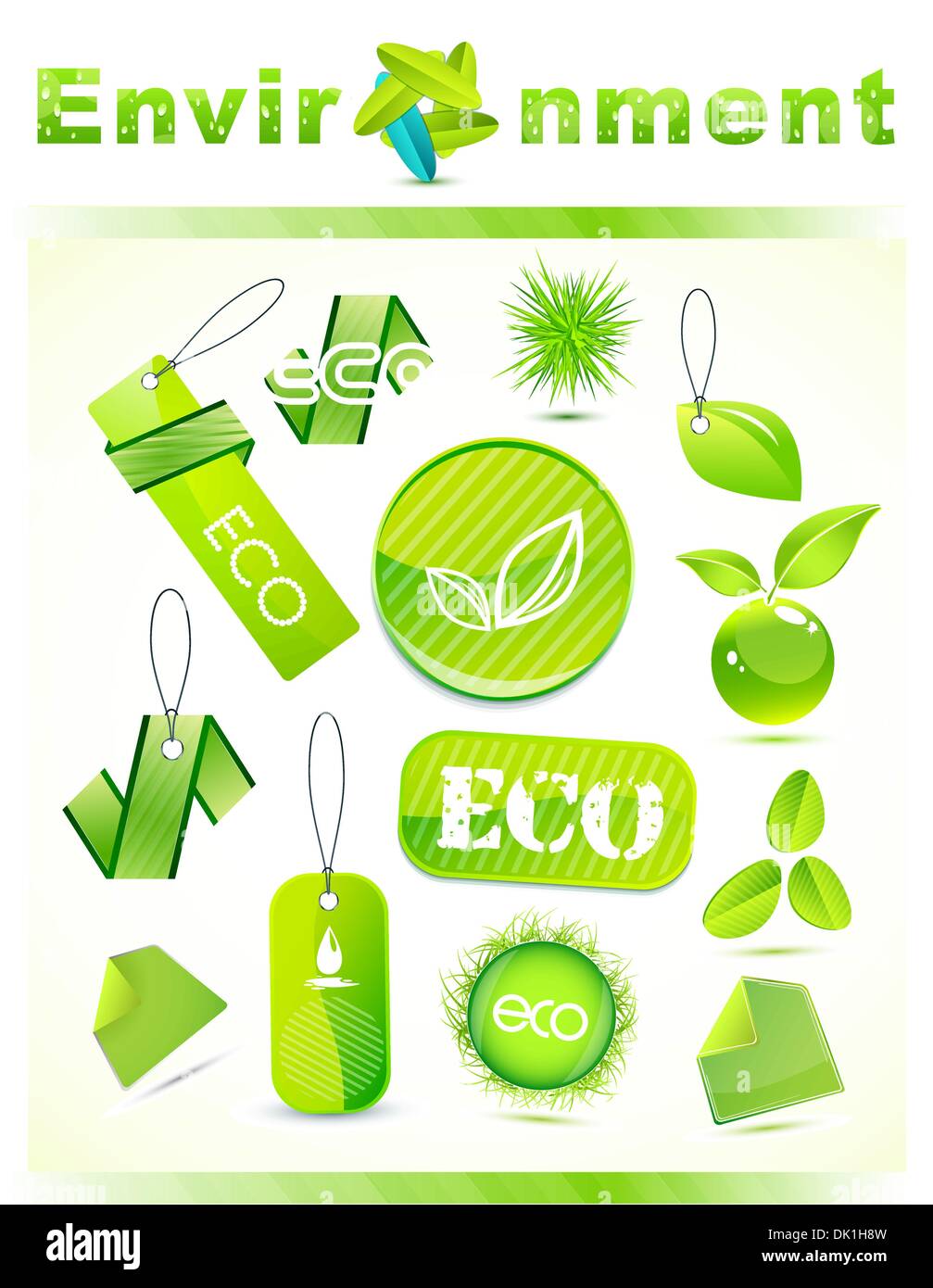 Set of vector green eco icons Stock Vector Image & Art - Alamy