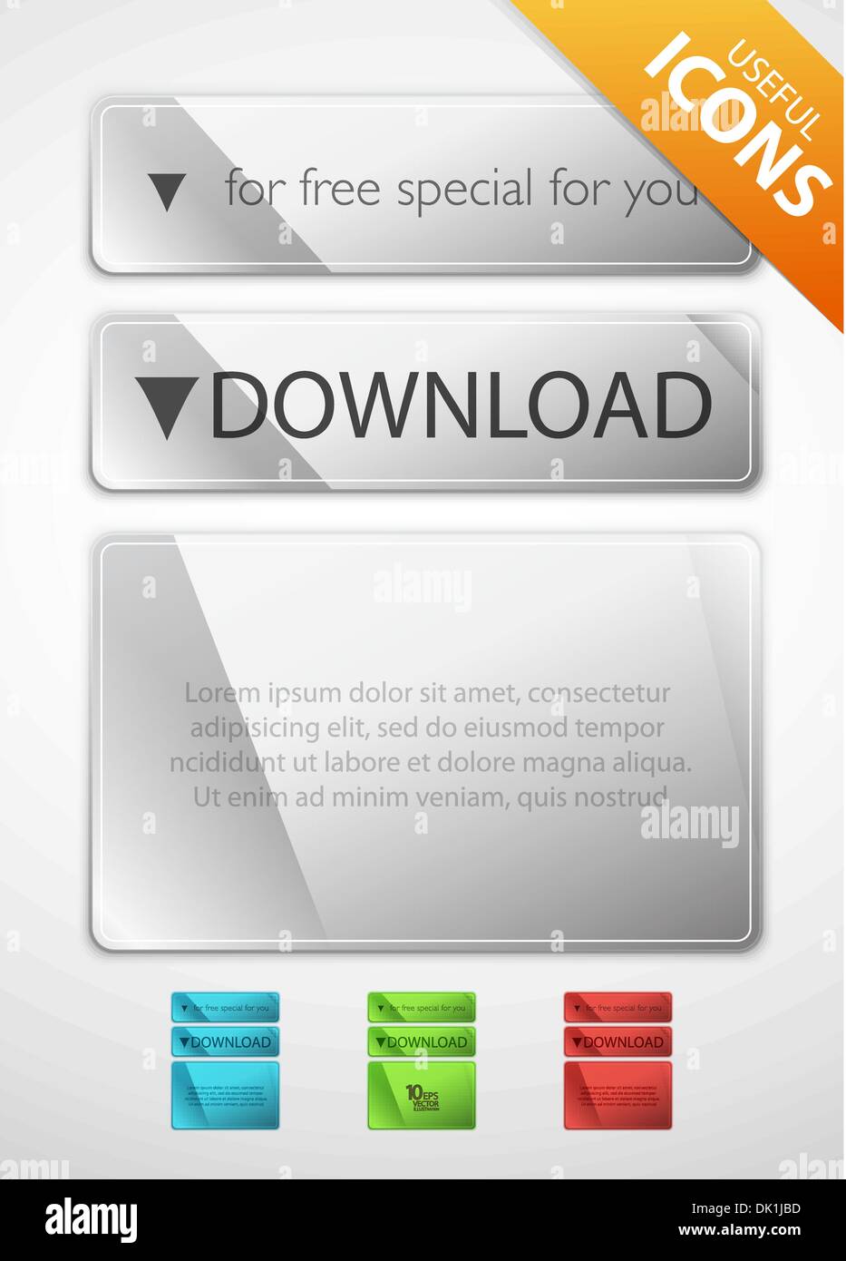 Vector glossy metal plates - buttons in different sizes with sample ...