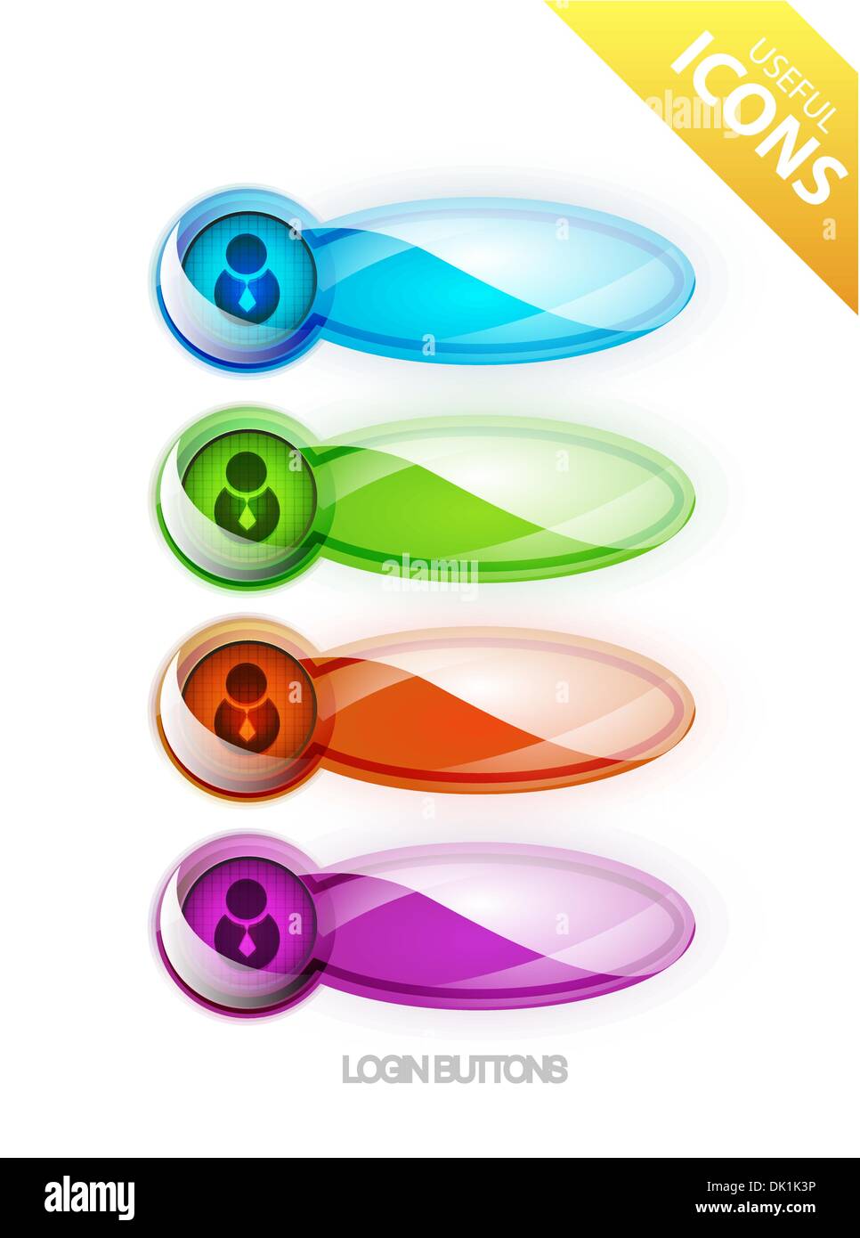 Round colorful shapes login glossy button - red, green, blue Stock ...