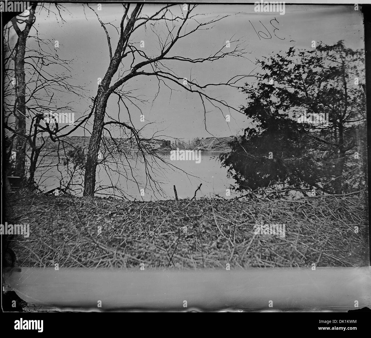 This photograph offers a scenic view of Dutch Gap on the James River ...