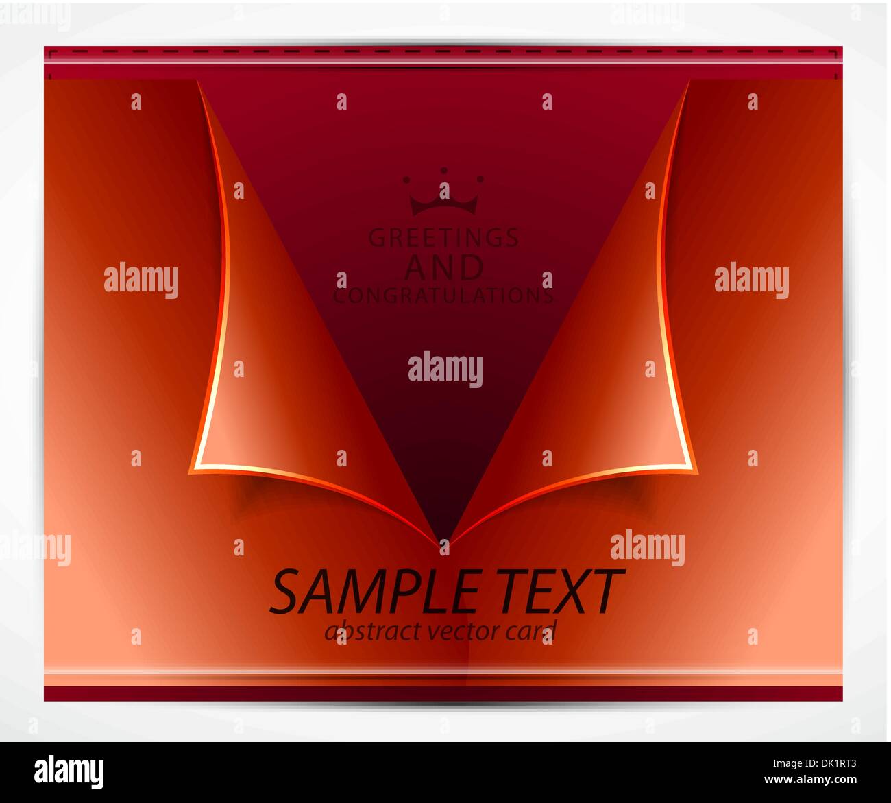 Vector illustration for your design. Red greeting card with curl ...