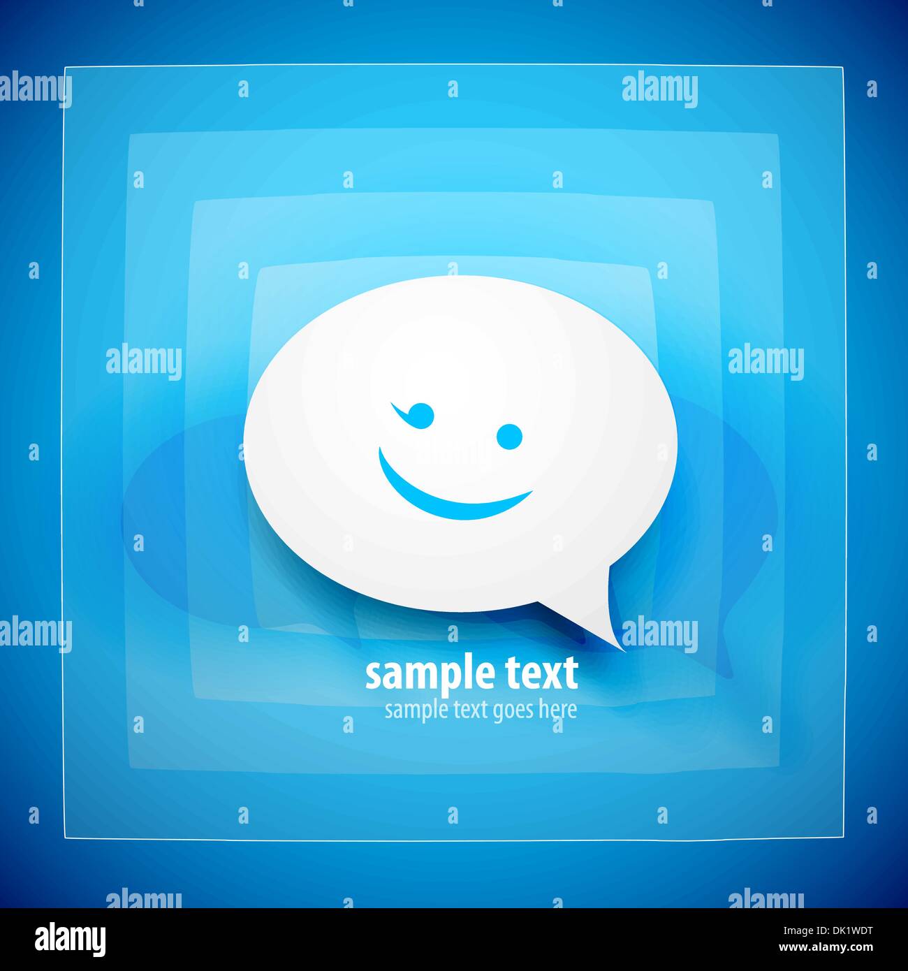 Paper speech bubble on blue background with happy emoticon Stock Vector ...