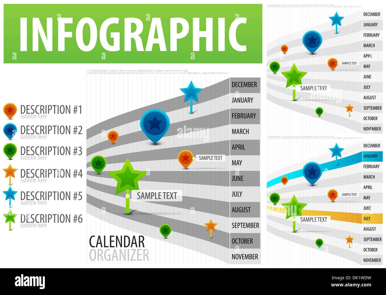 Infographic. Calendar organizer like a time line with tags Stock Vector ...