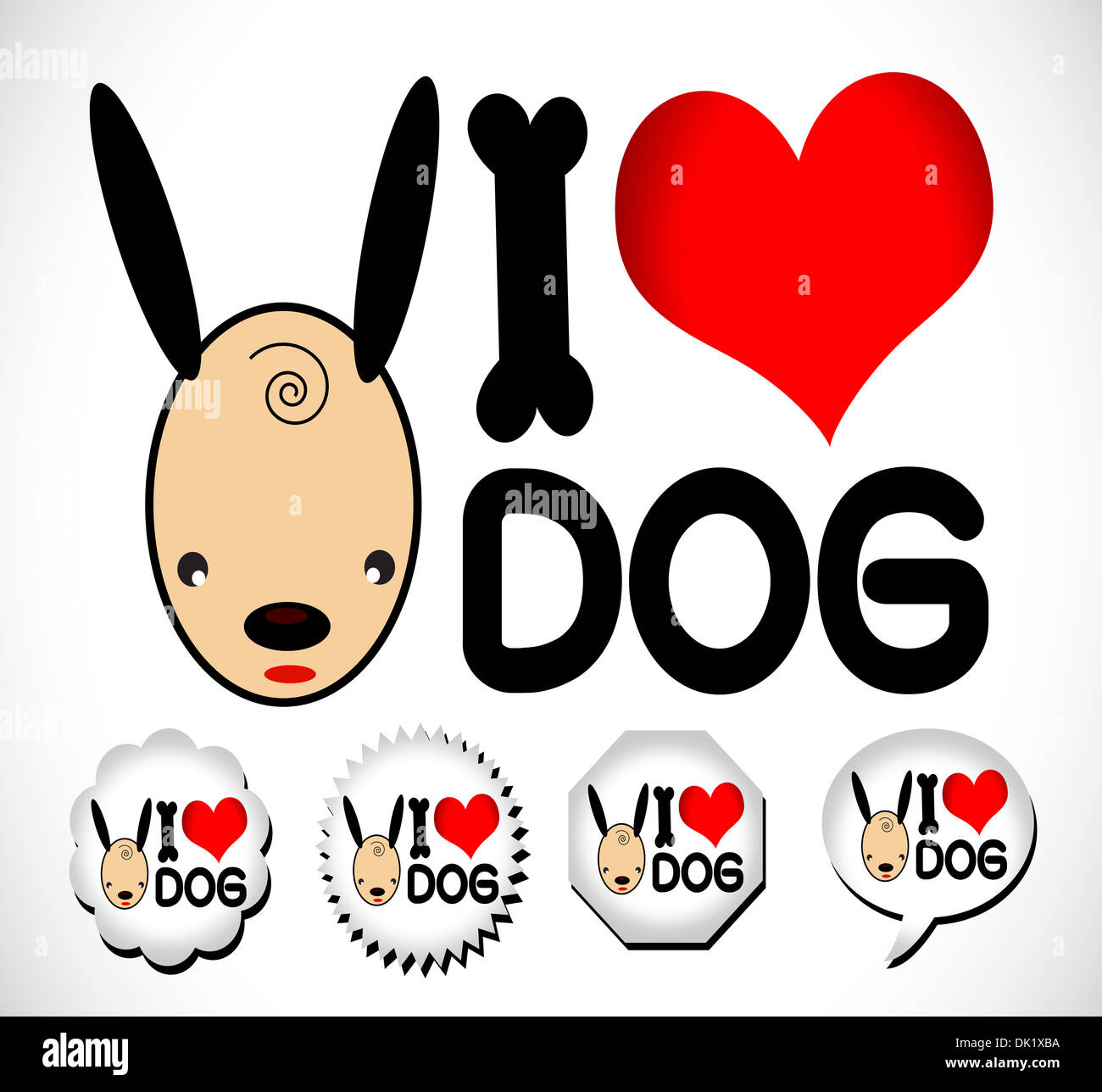 I Love Dog symbol and cute Dog Stock Photo - Alamy
