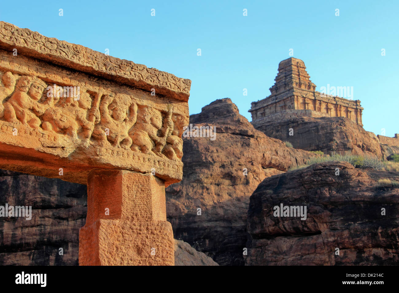 View of upper Shivalaya temple from lower Shivalaya on northern hill at ...