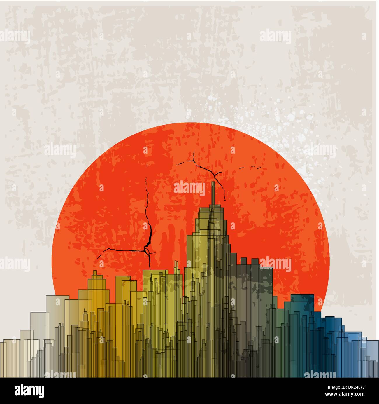 Apocalyptic retro poster. Sunset. Grunge background Stock Vector Image ...
