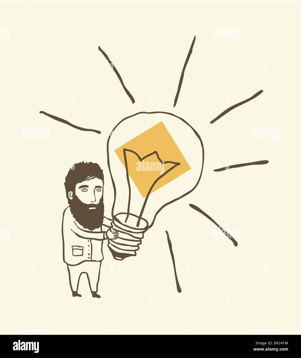 bearded man thinking with light bulb Stock Vector Image & Art - Alamy