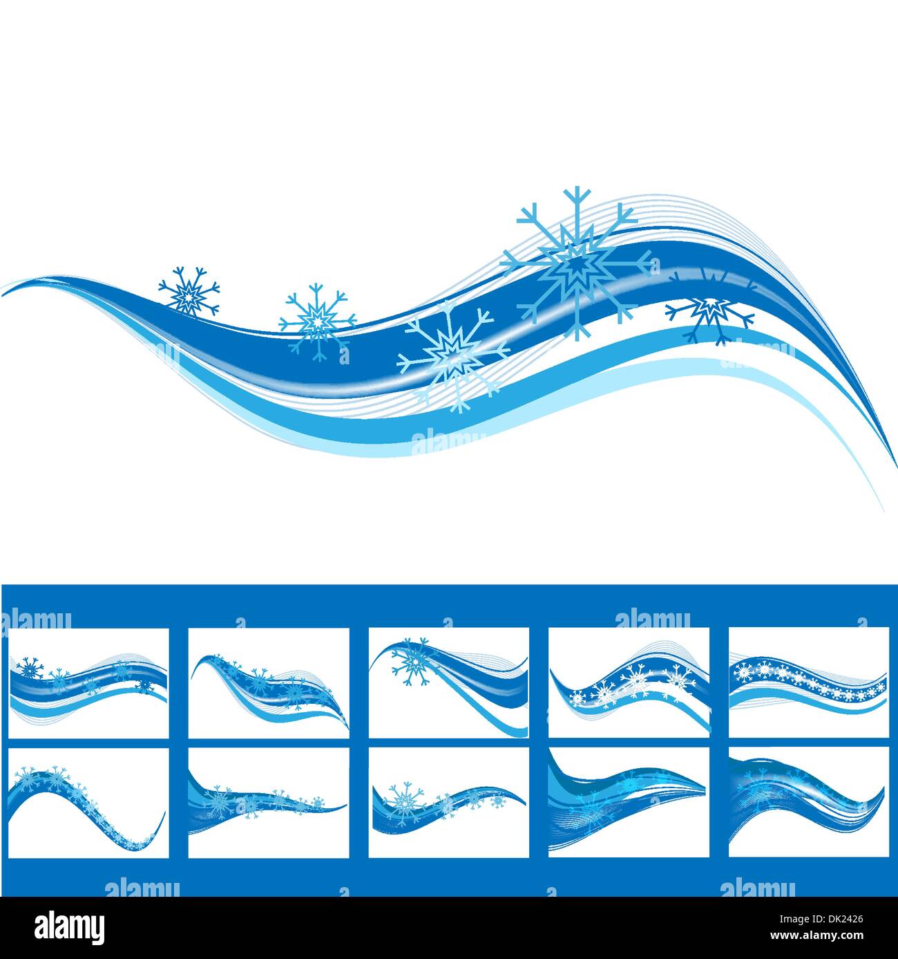 blue wave abstract background with snowflakes Stock Vector Image & Art ...