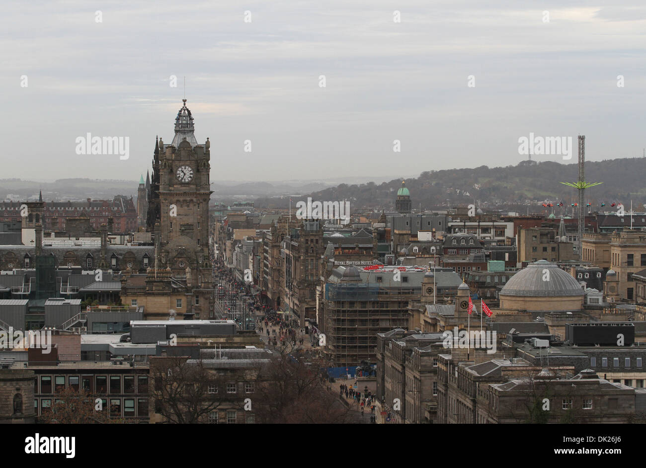Elevated view of Princes Street Edinburgh Scotland November 2013 Stock ...