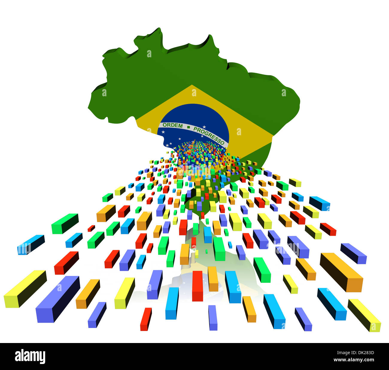 Brazil map flag reflected with containers illustration Stock Photo - Alamy