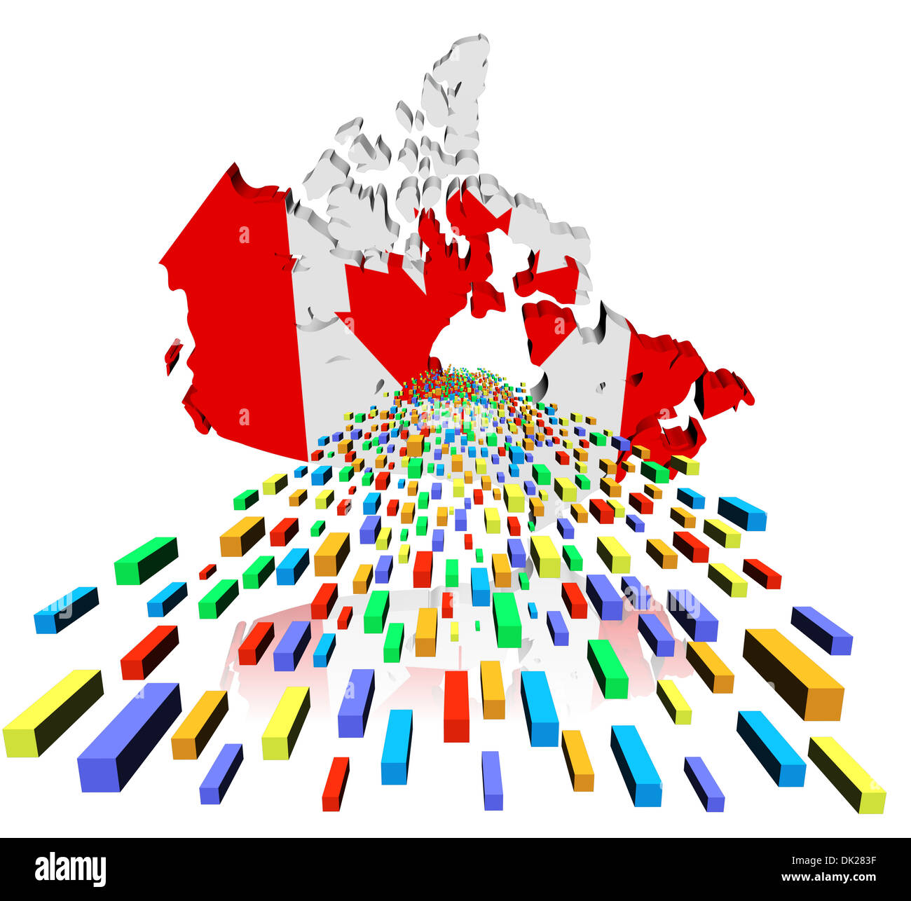 Canada map flag reflected with containers illustration Stock Photo - Alamy