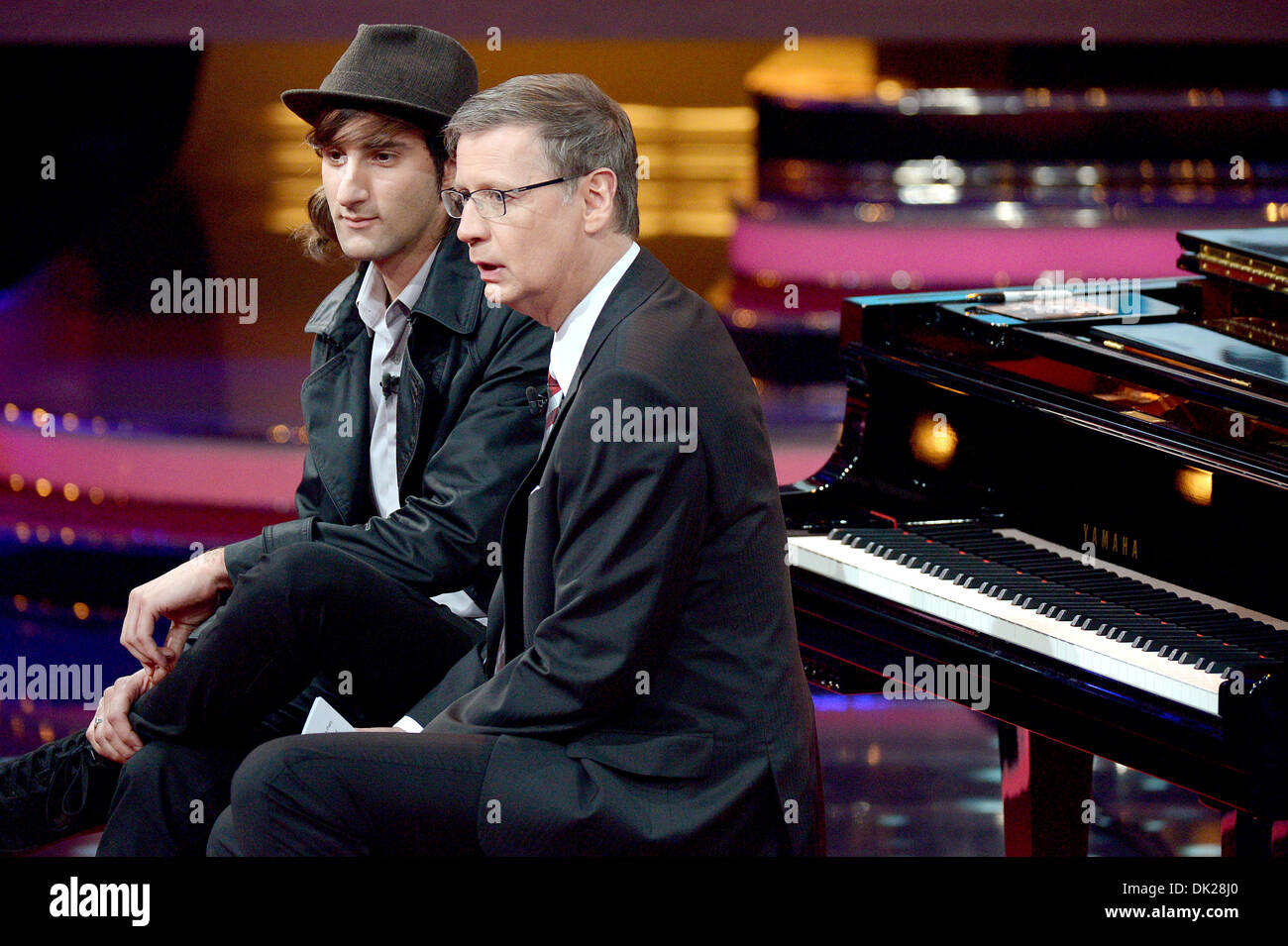 Taksim suqare's pianist, Davide Martello (L) and TV host Guenther Jauch ...
