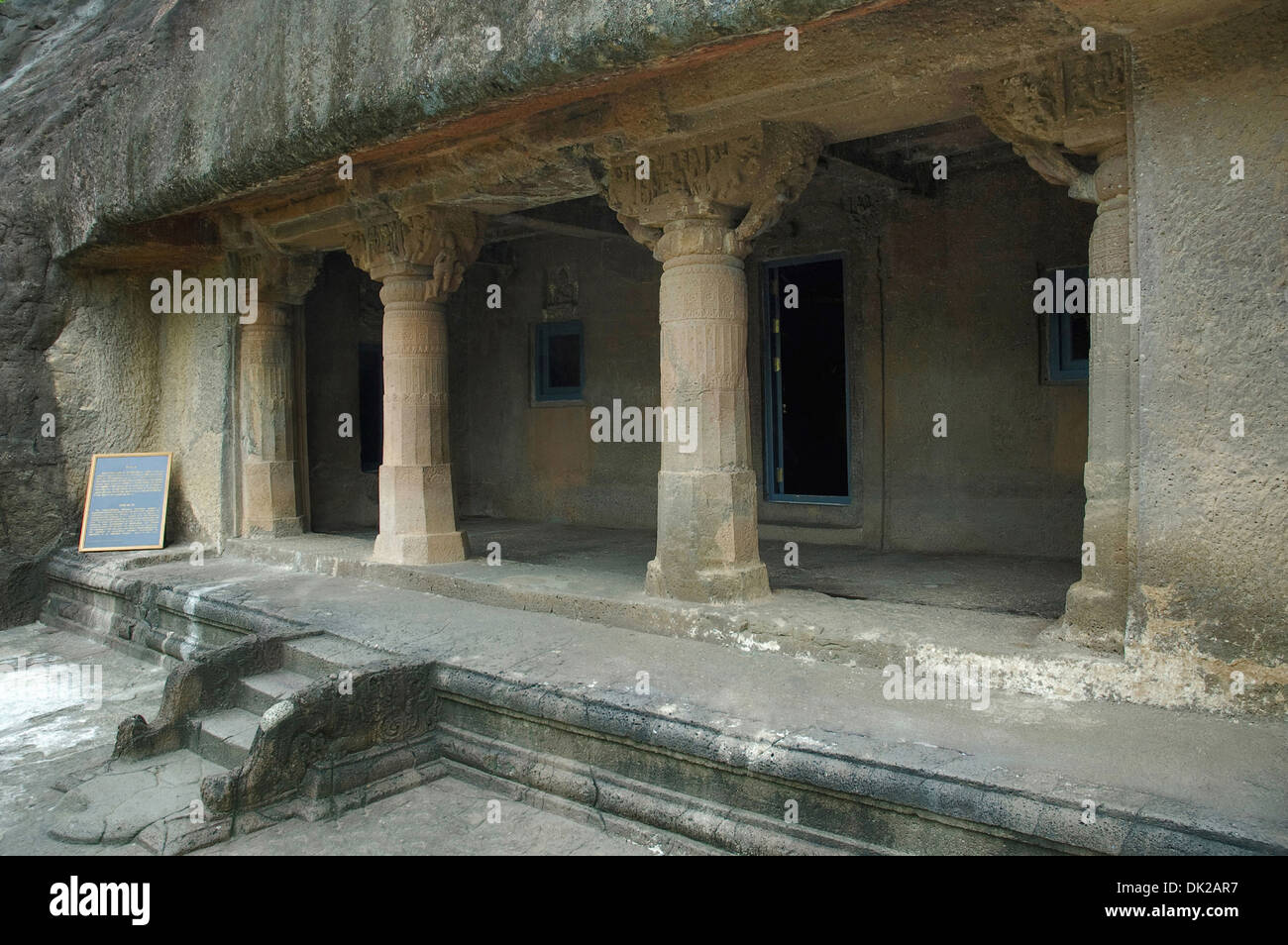 Cave 20: Façade. Pillars capitals are exquisitely carved and bears ...