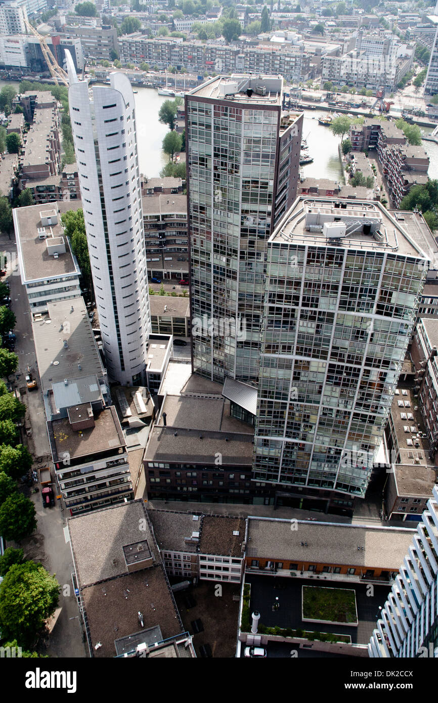 Aerial view of two skyscrapers in Rotterdam Stock Photo - Alamy