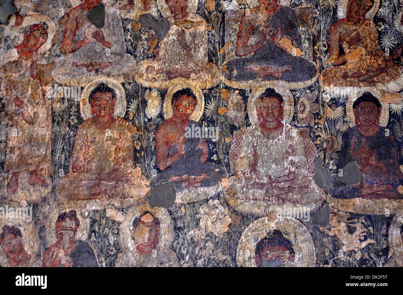 Cave 1: Sravasti Miracle - Right Wall of Vestibule. Buddha is shown in ...