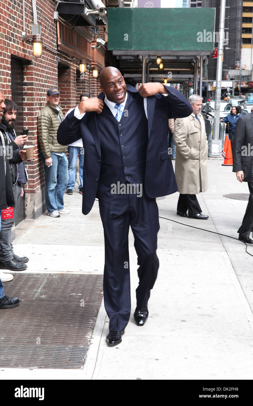 Magic Johnson Celebrities arrive at Ed Sullivan Theater for 'The Late ...