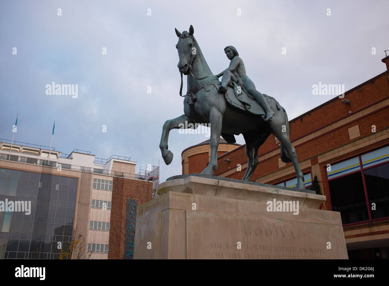 Statue of Lady Godiva on a horse in Coventry City Centre Stock Photo ...