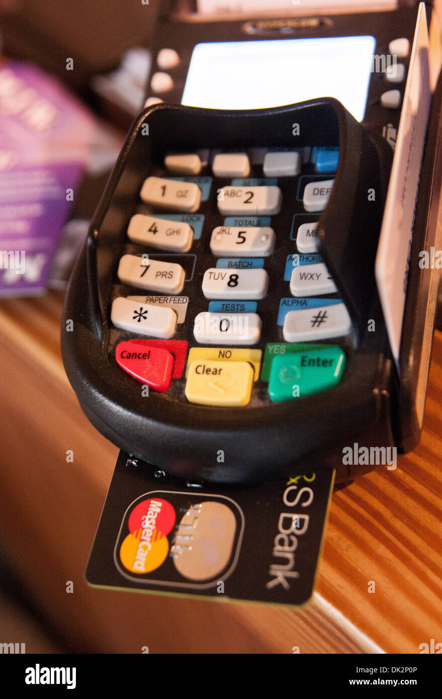 Paying for an item shopping using M&S credit car in portable chip and ...