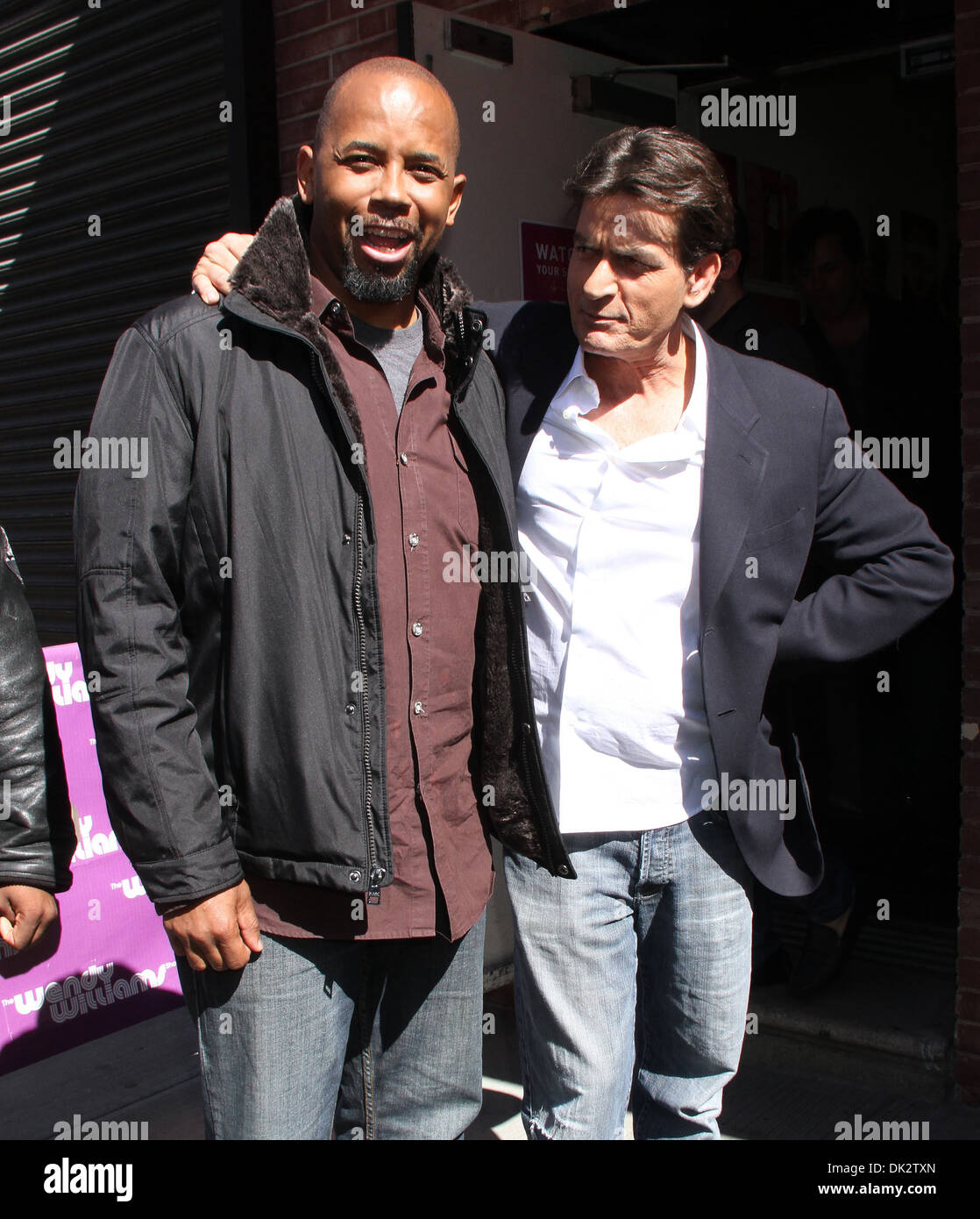 Michael Boatman and Charlie Sheen outside Wendy Williams Show New York ...